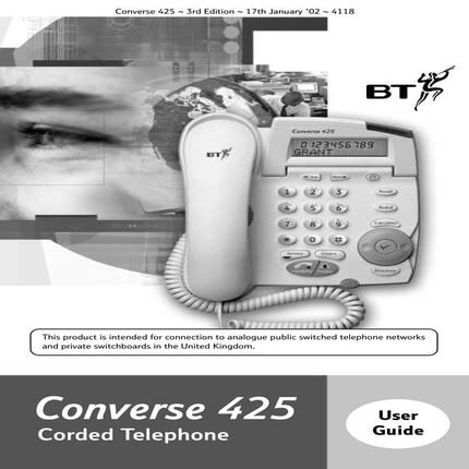 Bt converse 425 user manual from Telephones Online www.telephonesonline ...