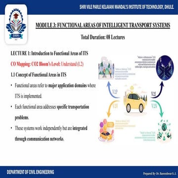 Intelligent Transport Systems BTCVPE604G - Module-3 | PDF