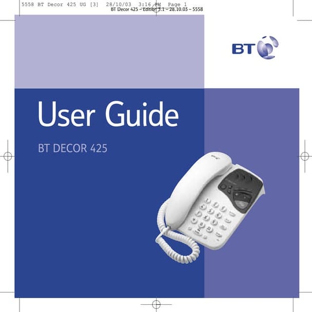 Bt big button phone user manual from Telephones Online www ...