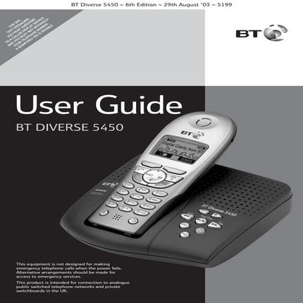 Bt diverse 5450 User Guide from Telephones Online www.telephonesonline ...