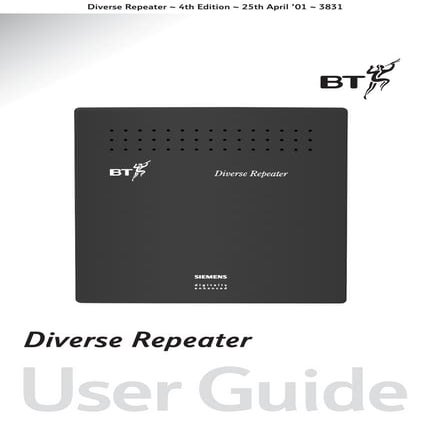 Bt diverse repeater User Guide from Telephones Online www ...