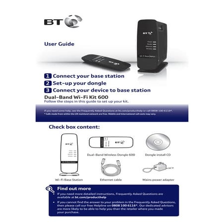 BT Mini Wi-Fi Home Hotspot 600 Kit User Guide | PDF