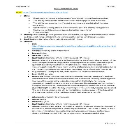 Btec performing roles | DOCX