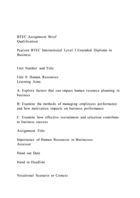 BTEC Assignment Brief QualificationPearson BTEC Internat | DOCX BTEC Assignment Brief QualificationPearson BTEC Internat | DOCX