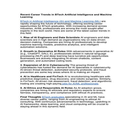 Recent Career Trends in BTech Artificial Intelligence and Machine ...