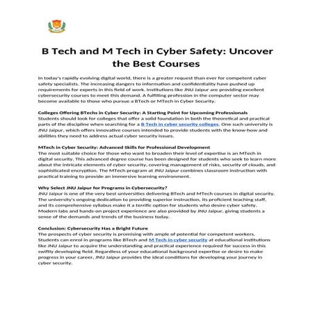 BTech and MTech in Cyber Safety Uncover the Best Courses.docx