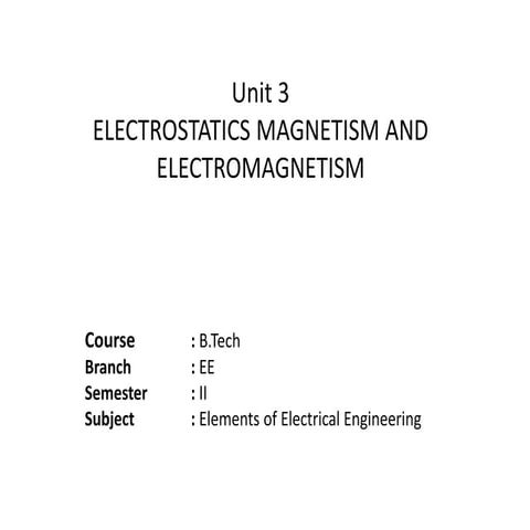 B tech ee ii_ eee_ u-3_ electroststic magnetism_dipen patel | PPT