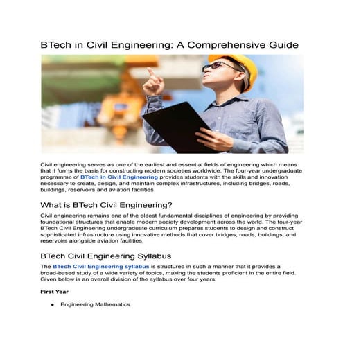 Discover BTech in Civil Engineering at M S Ramaiah University: Your Future Awaits! | PDF