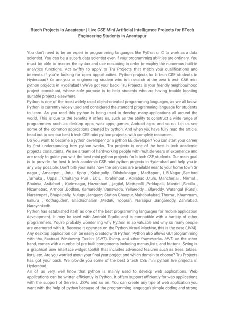 Btech Projects in Anantapur _ Live CSE Mini Datamining Projects for BTech Engineering Students ...