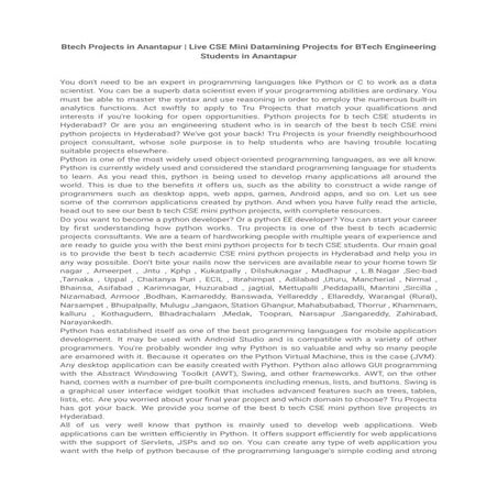 Btech Projects in Anantapur _ Live CSE Mini Datamining Projects for ...