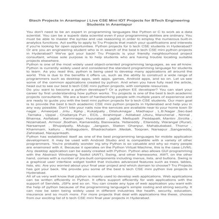 Btech Projects in Anantapur _ Live CSE Mini IOT Projects for BTech ...