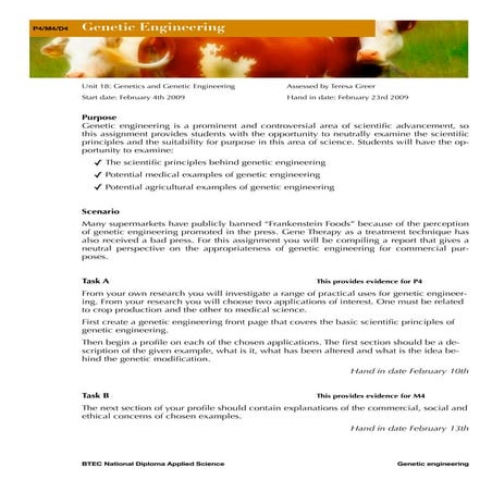 Btec National Unit 18 Dihybrid Inheritance | PDF