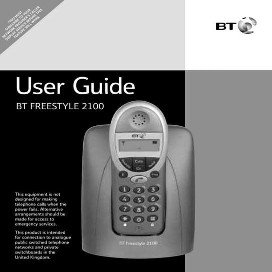 Bt freestyle 2100 User Guide from Telephones Online www ...