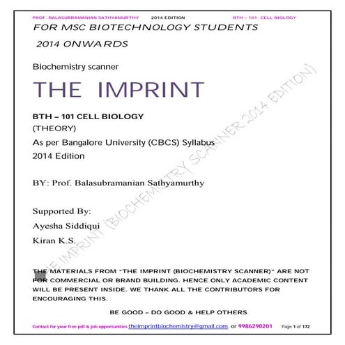 Bth 101 cell biology | PDF