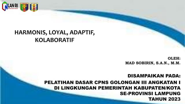 PPT - Mata Pelatihan Manajemen ASN Latsar CPNS | PPTX