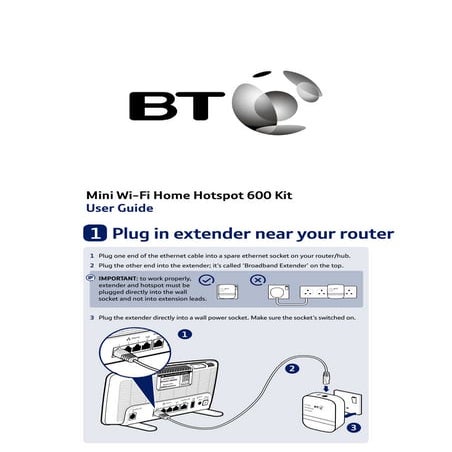 BT Mini Wi-Fi Home Hotspot 600 Kit User Guide | PDF