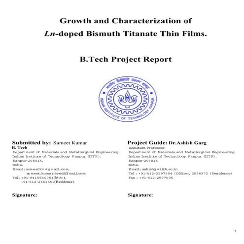 B.Tech Project Report | PDF