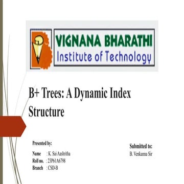 B+ Trees.pptxxxx of b+ tree indexing.... | PPT