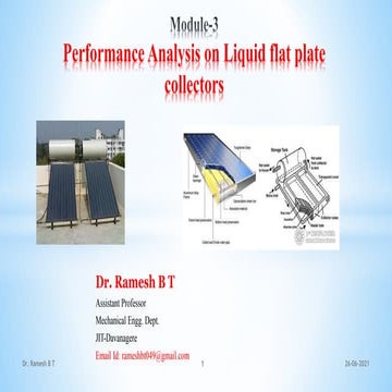 Performance Analysis of Liquid Flat Plate collector and PV Cell | PPTX