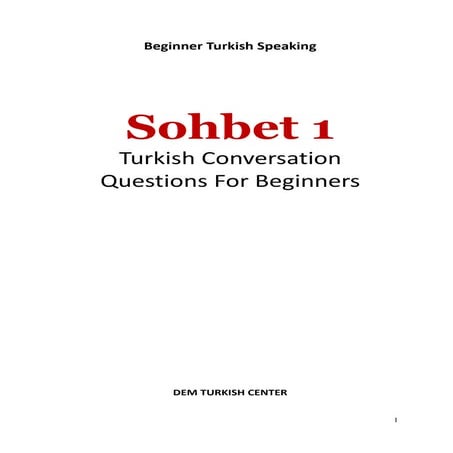 Turkish Speaking: Conversation Questions 1 for beginners | PDF