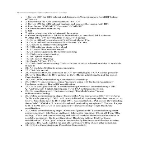 Bts commissioning | DOCX