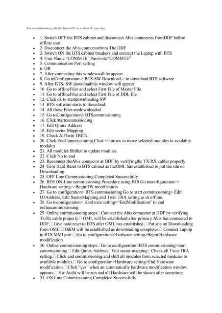 FLEXI LTE BTS COMMISSIONING & INTEGRATION | PDF | Cameras and ...