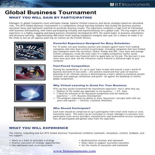 Bts Global Tournament Overview | PDF | Business Administration | Business