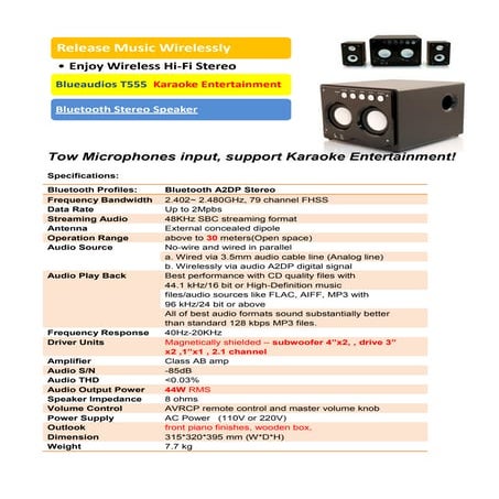 Bluetooth speaker t555 | PDF