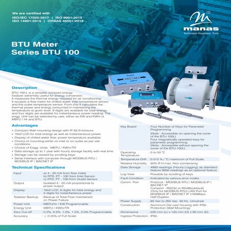 A BTU Meter that saves energy (chiller apication and heat transfer ...