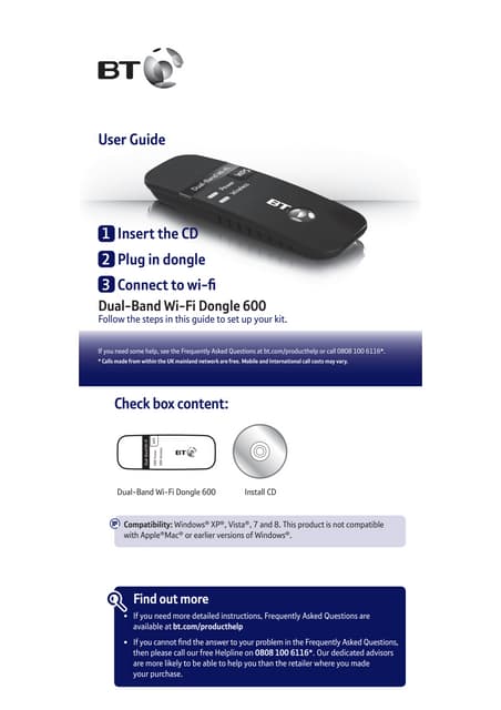 BT 11ac Dual-Band Wi-Fi Dongle 610 User Guide | PDF