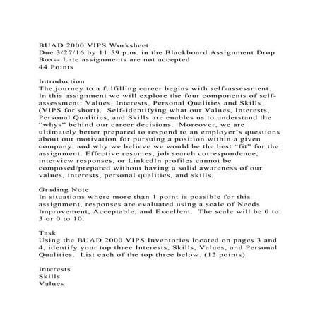 BUAD 2000 VIPS WorksheetDue 32716 by 1159 p.m. in the Blackbo.docx