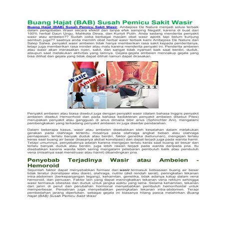 Buang hajat (bab) susah pemicu sakit wasir | PDF