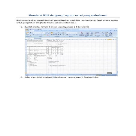 Buat program khs dg excel | DOCX