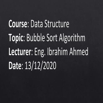 Bubble Sort Data Sructure | C++ | | PPT