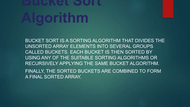Bucket Sort Algorithmpptx 5737