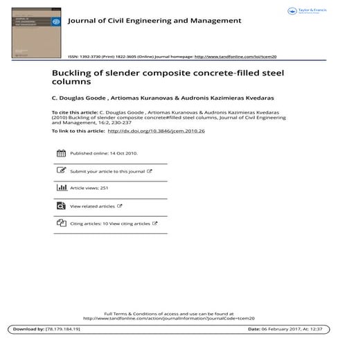 Buckling of slender composite concrete filled steel columns | PDF