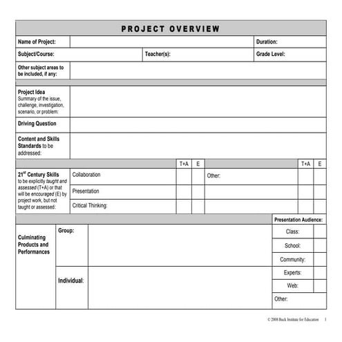 Buck Project Planning Forms | PPT