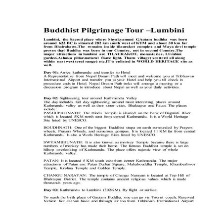 Lumbini the birthplace of lord buddha and fountain of buddhism(1) | PDF