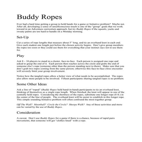 Buddy ropes | DOC