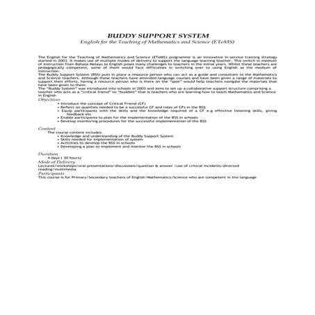 Buddy support system | DOCX