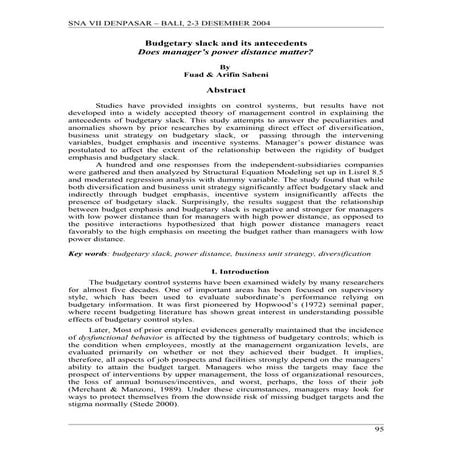 --Budgetary slack and its antecedents | PDF