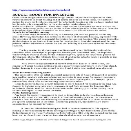 Budget boost for investors