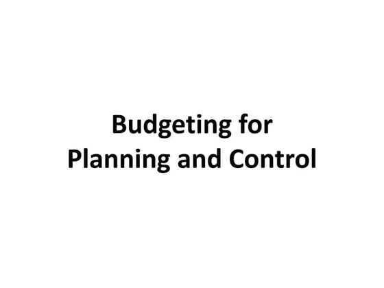 Budgeting in service sector | PPT