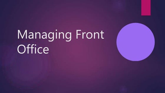 Front Office different types of REPORTS.pptx | Business Accounting ...