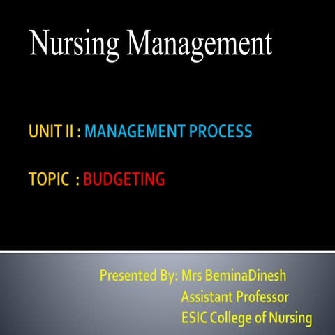 Budgeting in nursing | PPT