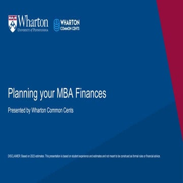 Budgeting at Wharton MBA Program for incoming students | PPTX