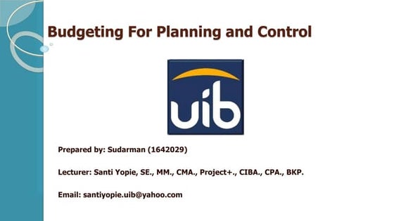 Budgeting For Planning & Control | PPT