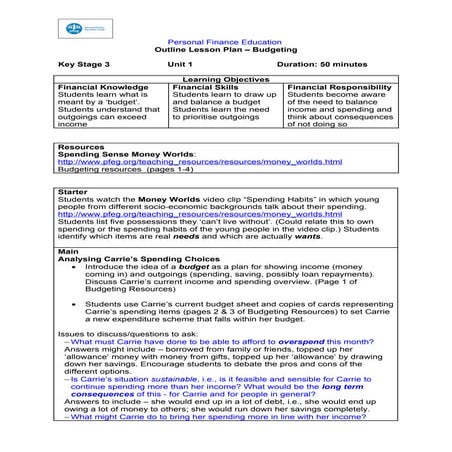 Budgeting plan | PDF