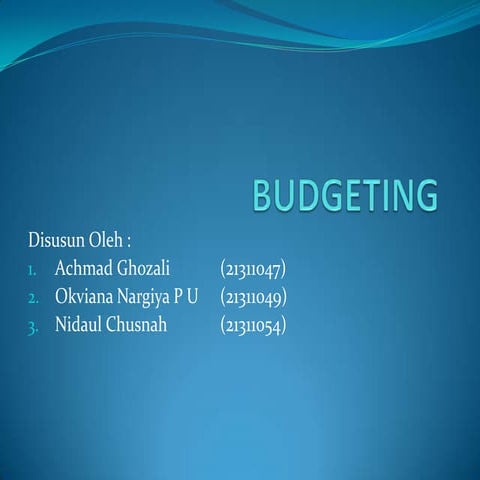 Ppt budgeting | PPTX