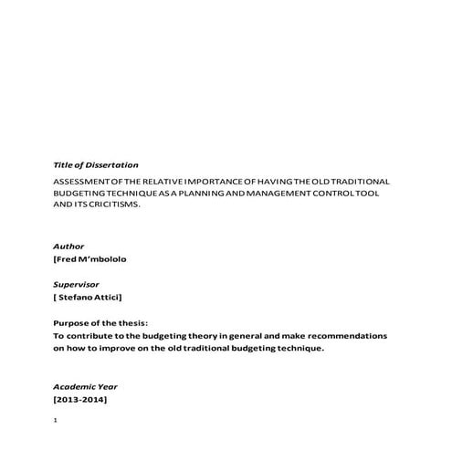 Budgeting thesis | DOCX